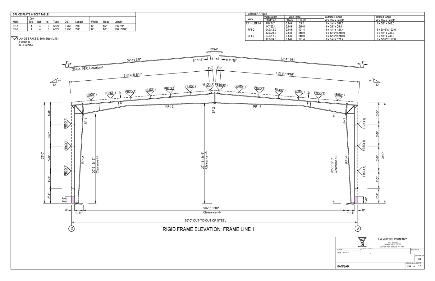 Frame Cross Section - Custom Hangers, Barns, Shops, ECT | R&M Steel Company