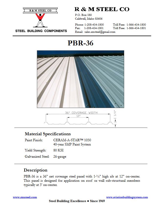 PBR-36 - Custom Hangers, Barns, Shops, ECT | R&M Steel Company